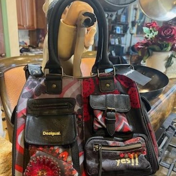 Desigual | Bags | Nwt Desigual Purse Bag Gorgeous Red And Black Cloth ...